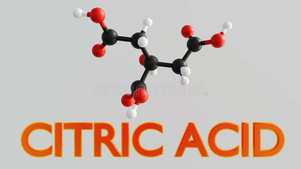 A 3D Rendering of the Structure of a Citric Acid Molecule. Stock Illustration - Illustration of ...