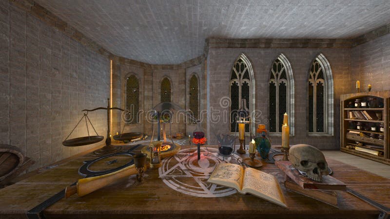 3D rendering of the study stock illustration. Illustration of estate ...