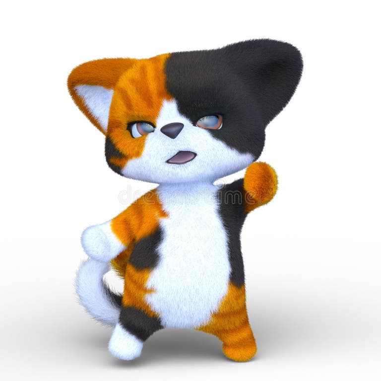 3D Rendering of a Stuffed Tortoiseshell Cat Stock Illustration ...