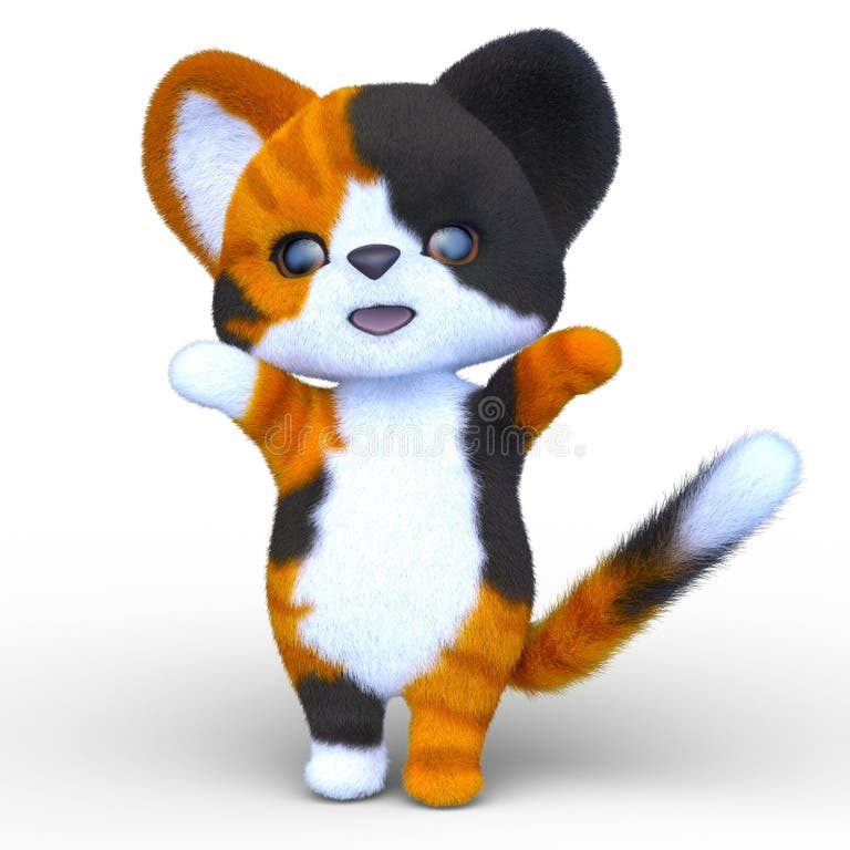 3D Rendering of a Stuffed Tortoiseshell Cat Stock Illustration ...