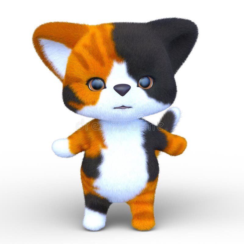 3D Rendering of a Stuffed Tortoiseshell Cat Stock Illustration ...