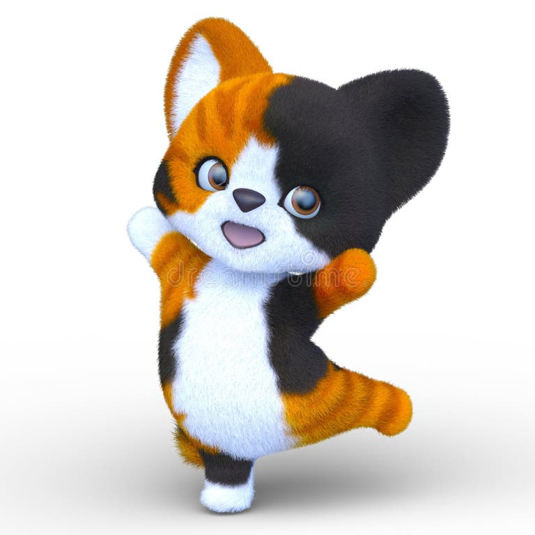 3D Rendering of a Stuffed Tortoiseshell Cat Stock Illustration ...