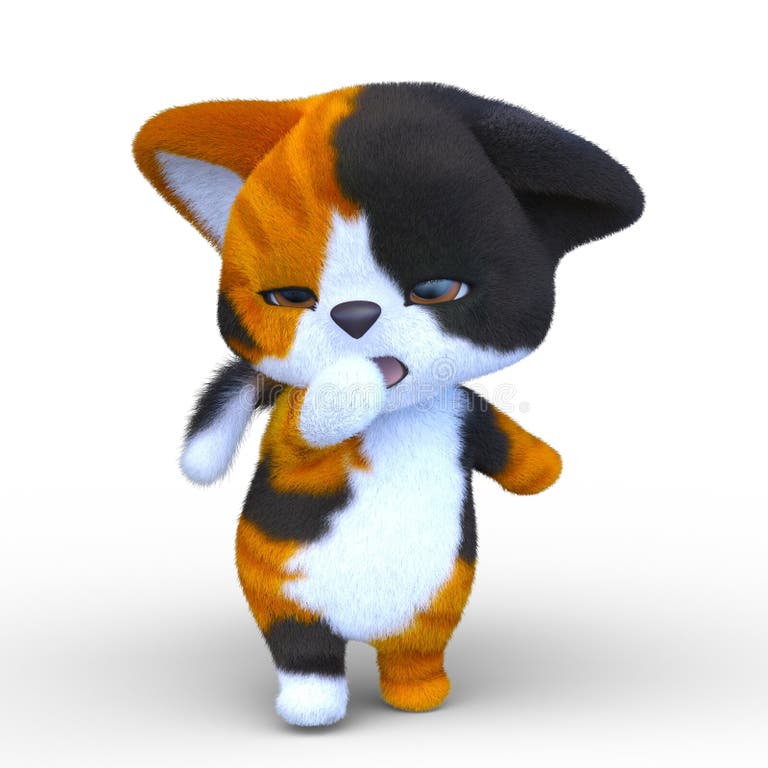 3D Rendering of a Stuffed Tortoiseshell Cat Stock Illustration ...