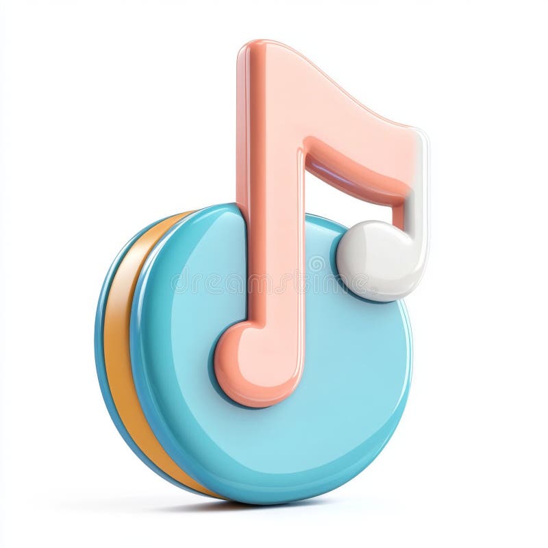 Playful Pastel Music Note Icon on a White Background. Stock ...