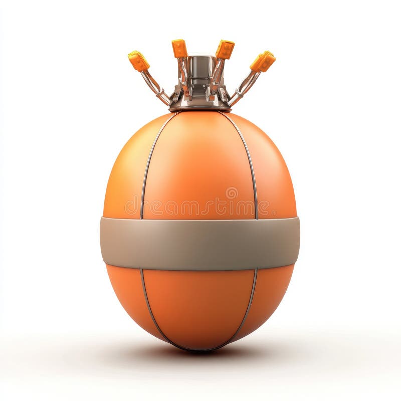 Futuristic Orange Sphere with Mechanical Clamps: a 3D Render of ...