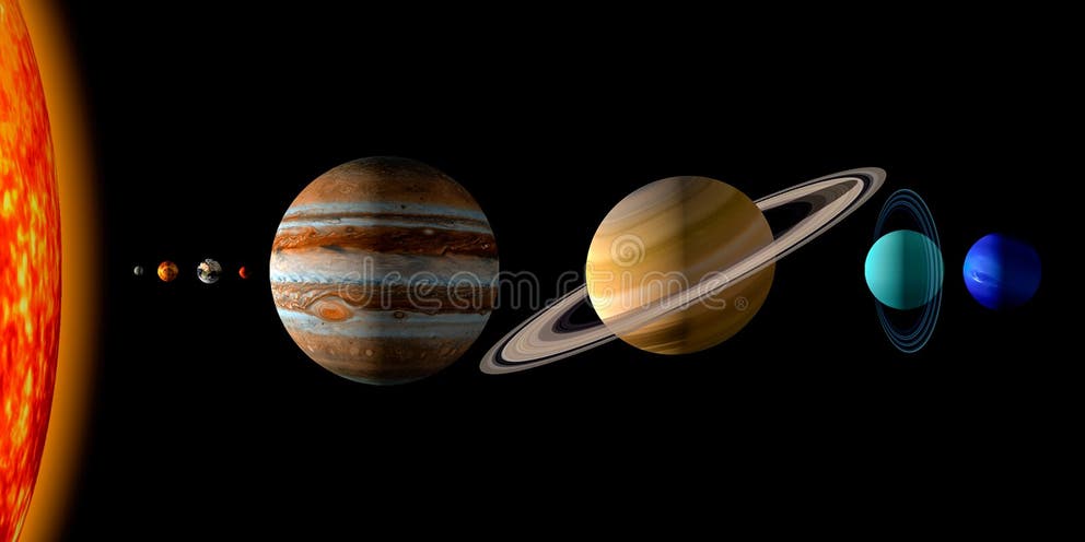 3d Rendering of the Sun and the Eight Planets of the Solar System Stock ...