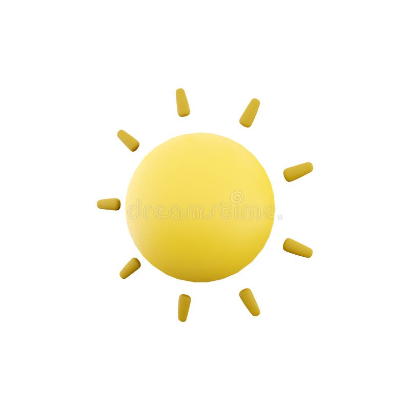 3d Rendering Sun Icon. 3d Render Sunny Weather Icon Stock Illustration ...