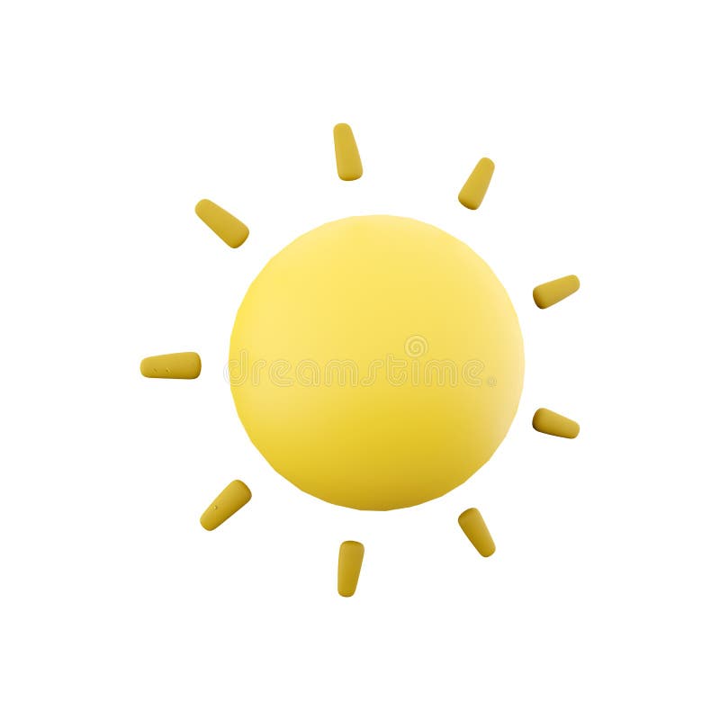 3d Rendering Sun Icon. 3d Render Sunny Weather Icon Stock Illustration ...