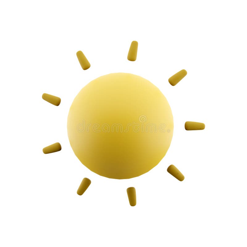 3d Rendering Sun Icon. 3d Render Sunny Weather Icon Stock Illustration ...