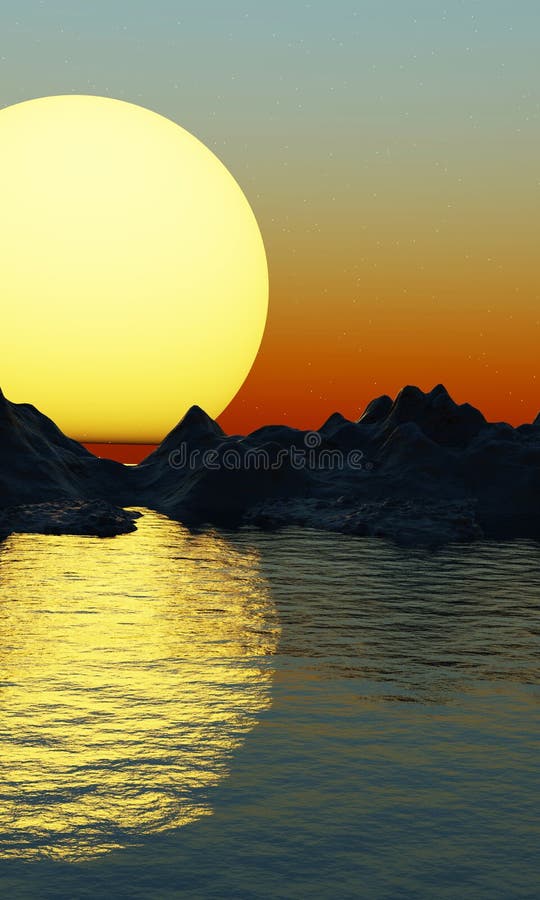 3d Rendering Sunrise and Sunset, Starlight Stock Illustration ...