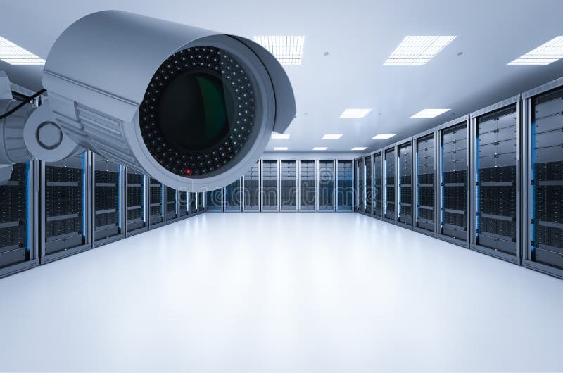 Datacenter with Cctv Camera Stock Illustration - Illustration of ...