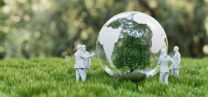 3D Rendering of Sustainable Development with Glass Globe Stock ...