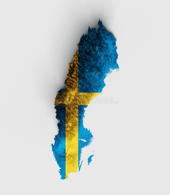3D Rendering of the Sweden Map Flag on White Background Stock ...
