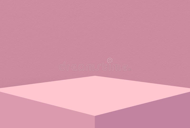 3d Rendering. Sweet Blank Pastel Pink Color Cube Box Design with Wall ...