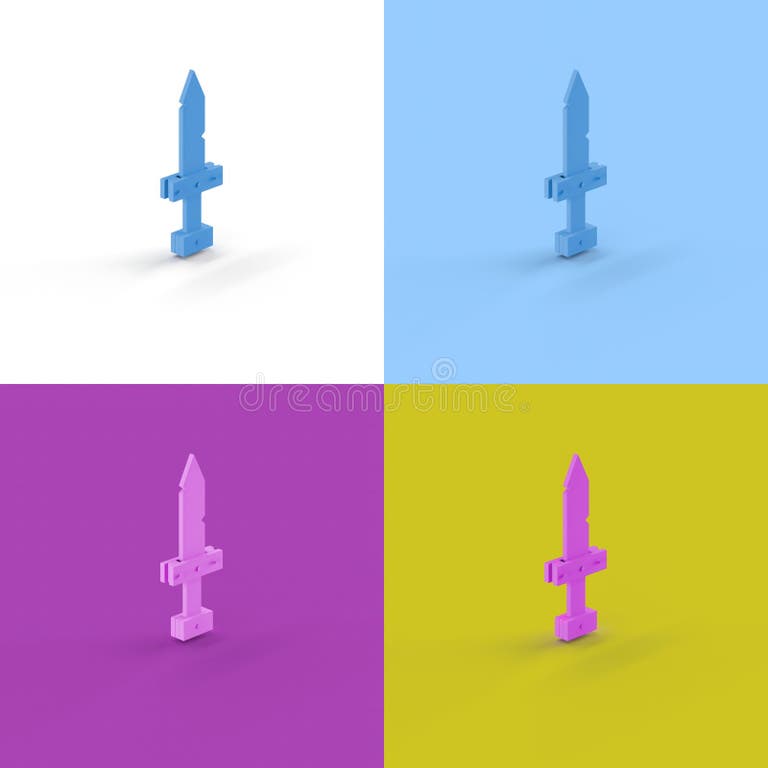 3D Rendering of Sword Isolated in Different Colors Stock Illustration ...