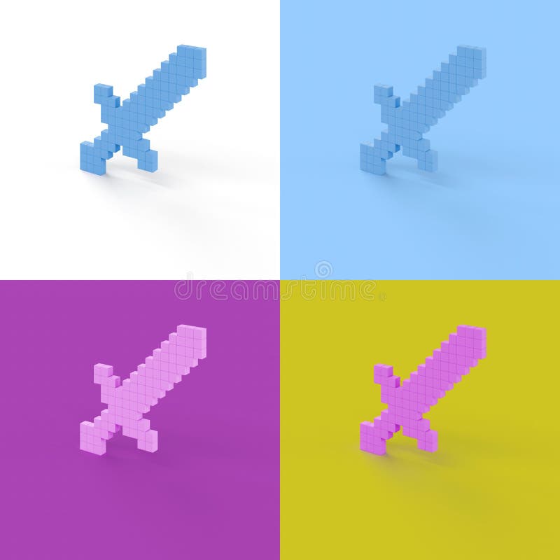 3D Rendering of Sword Isolated in Different Colors Stock Illustration ...