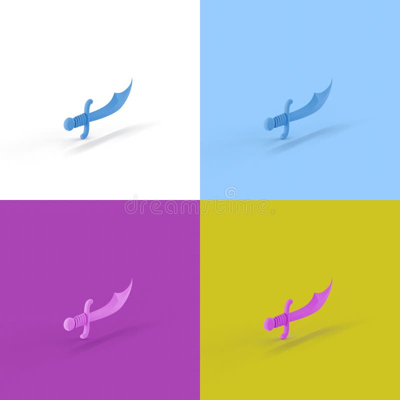 3D Rendering of Sword Isolated in Different Colors Stock Illustration ...