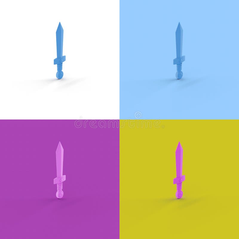 3D Rendering of Sword Isolated in Different Colors Stock Illustration ...