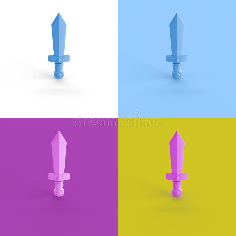3D Rendering of Sword Isolated in Different Colors Stock Illustration ...