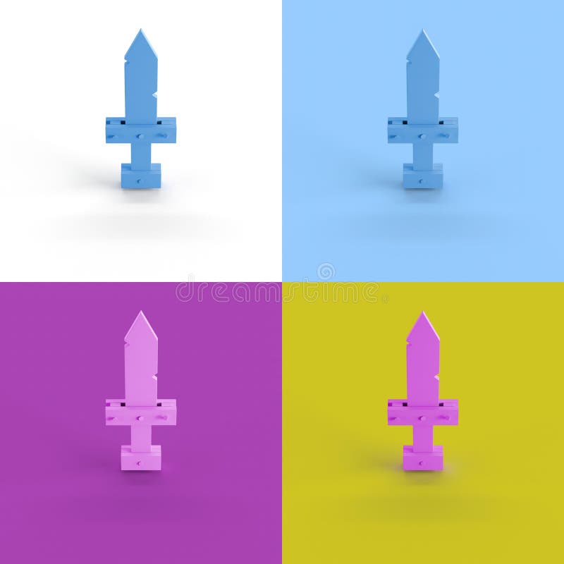 3D Rendering of Sword Isolated in Different Colors Stock Illustration ...