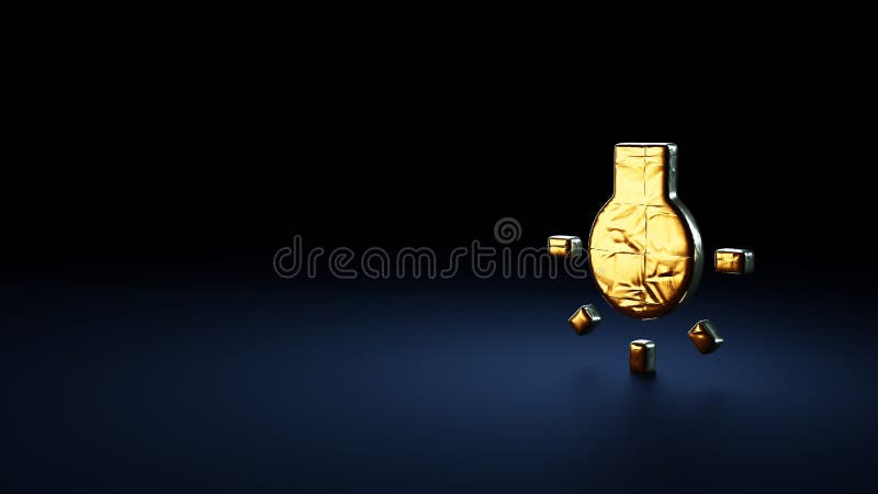 3d Rendering Symbol of Bulb Wrapped in Gold Foil on Dark Blue ...