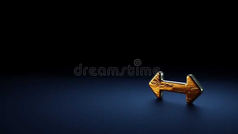 3d Rendering Symbol of Double Horizontal Arrow Wrapped in Gold Foil on ...