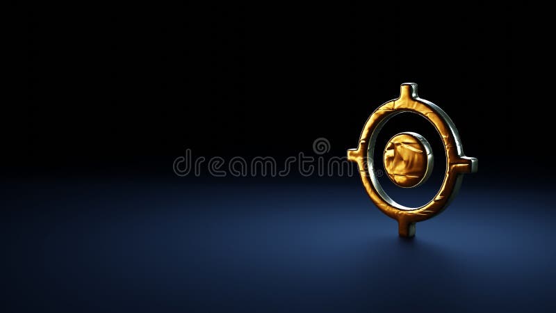 3d Rendering Symbol of Gps Fixed Indicator Wrapped in Gold Foil on Dark ...