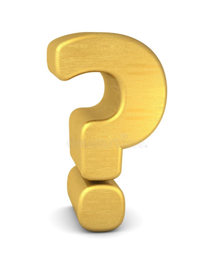 3d Symbol Question Mark Gold Vertikal Stock Illustration - Illustration ...