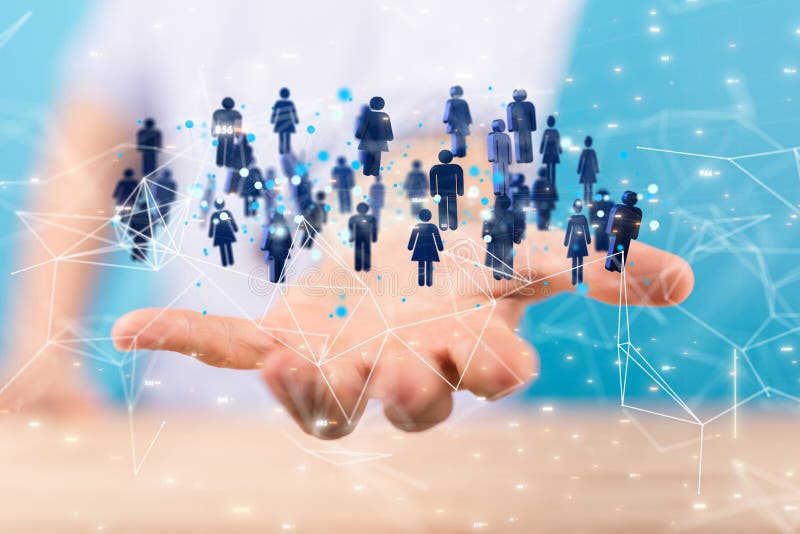 3d Rendering of a Team Connection and Social Network Symbol on a Blurry ...