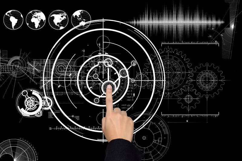 3d Rendering of a Technological Virtual Screen with a Finger Pointing ...