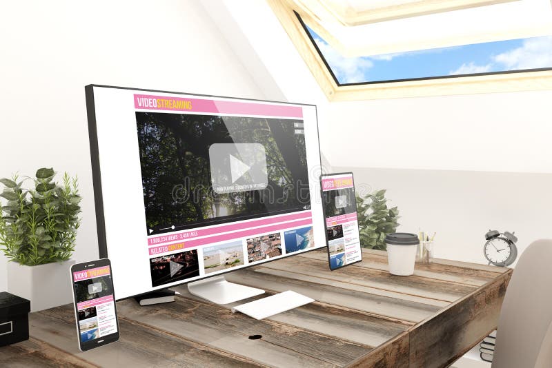 Attic Devices Video Streaming Stock Illustration - Illustration of ...