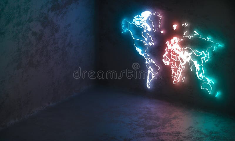 3d Rendering Template with Wire Mesh Map Stock Illustration ...