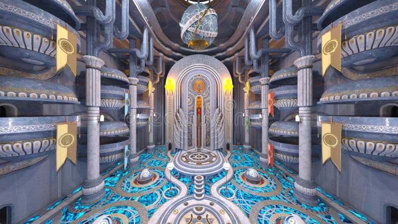 3D Rendering of the Temple with Huge Sculptures Stock Illustration ...