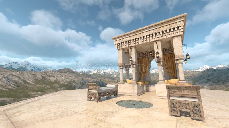 3D Rendering of the Temple at the Summit Stock Illustration ...