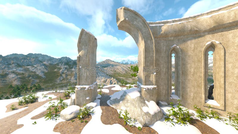 3D Rendering of the Temple at the Summit Stock Illustration ...