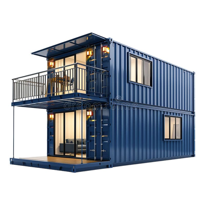 3D Rendering of a Temporary House in a Container on Transparent ...