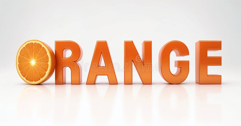 3D Rendering of the Term Orange Featuring a Sliced Orange Replacing the ...