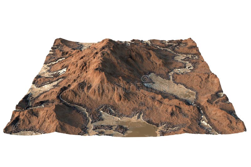 3D Rendering of the Terrain Consists of Mountains and Streams. Stock ...