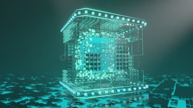 3d Rendering of the Tesseract. Quantum Computing Installation. the ...