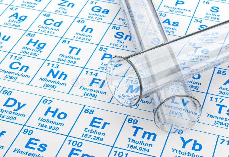 3D Rendering of Test Tubes on Periodic Table Background Stock ...