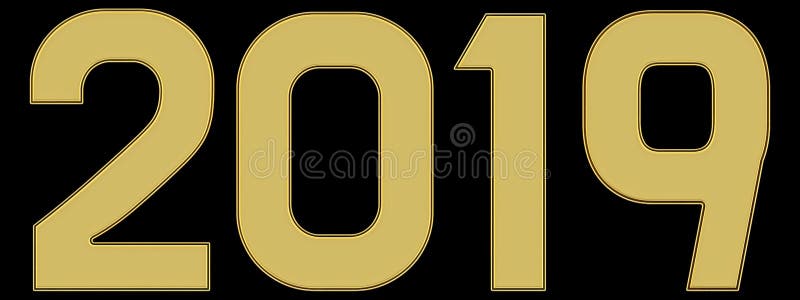 3D Rendering of the `2019` Text on Black Background Stock Illustration ...