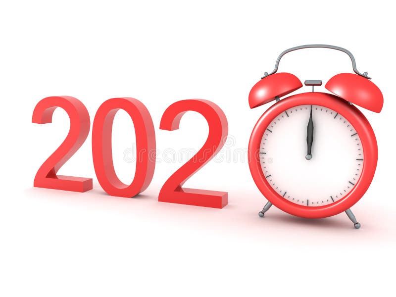 3D Rendering of 2020 Text with Clock As One of the Zeros Stock ...