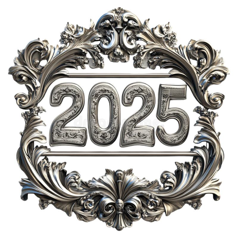 3D Rendering Text Design for New Year 2025 Logo Blending with Modern ...