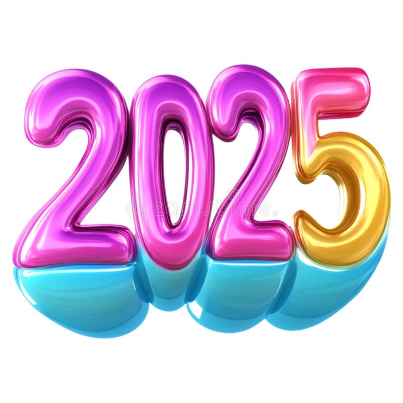 3D Rendering Text Design for New Year 2025 Logo Blending with Modern ...
