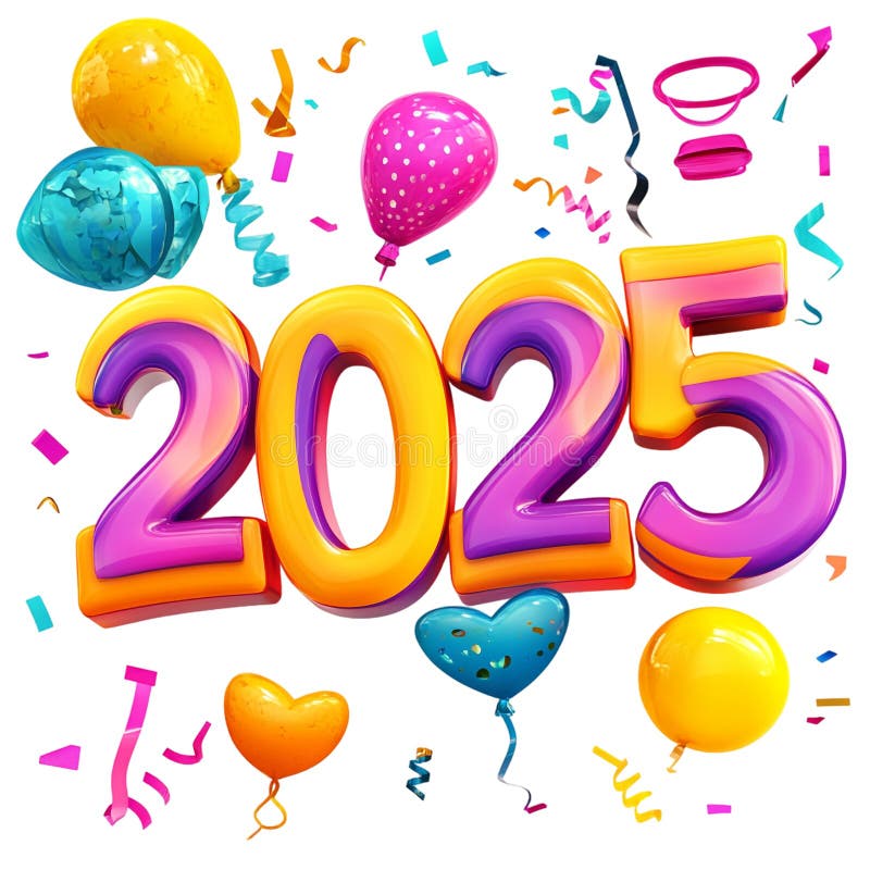 3D Rendering Text Design for New Year 2025 Logo Blending with Modern ...