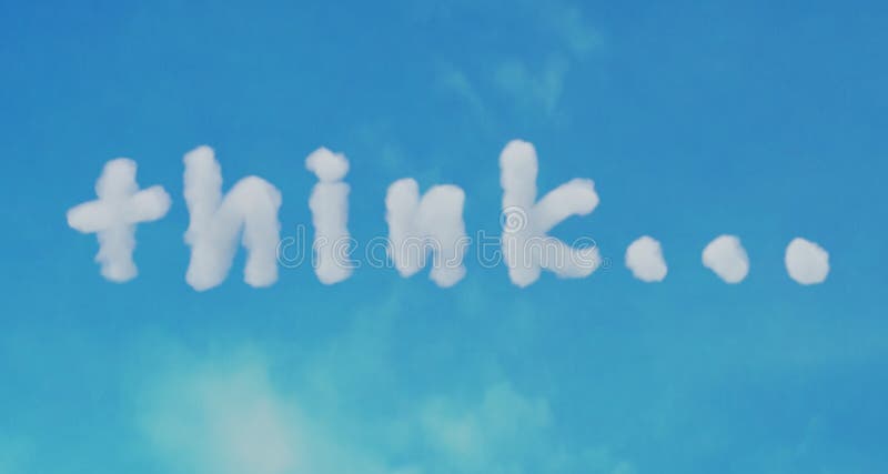 3d Rendering Think Cloud Text in Blue Sky Stock Illustration ...