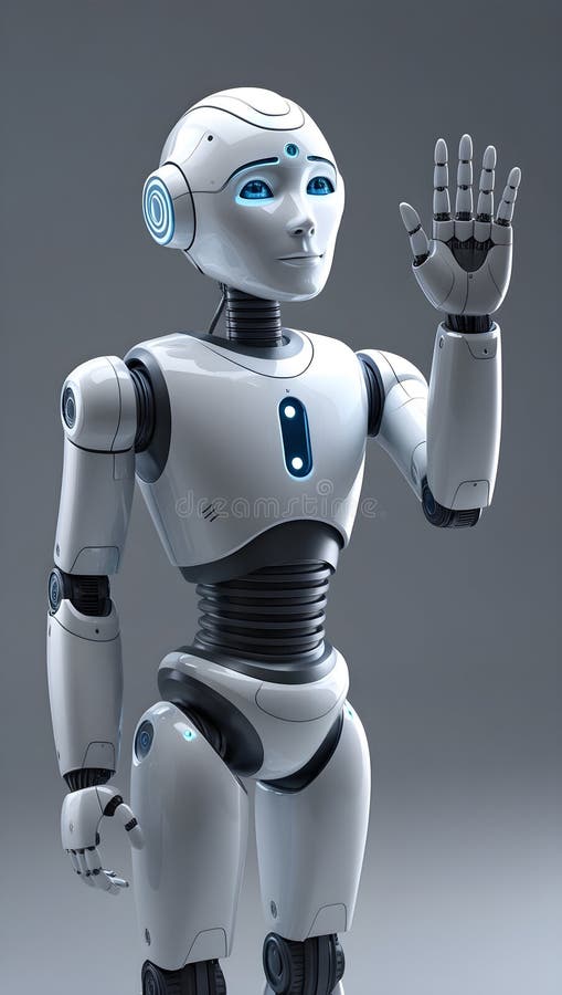3D Rendering of a Thoughtfully Posed AI Robot with Precise Detailing ...
