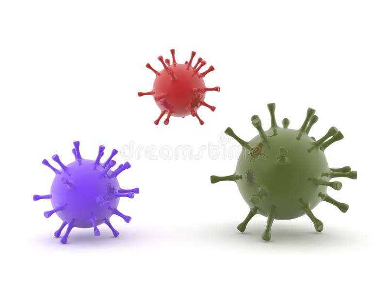 3D Rendering of Three Bacteria Germ Microbes Stock Illustration ...