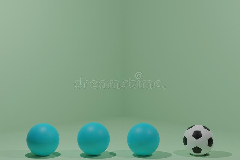 3d Rendering Three Blue Balls and a Soccer Ball on a Blue Background ...