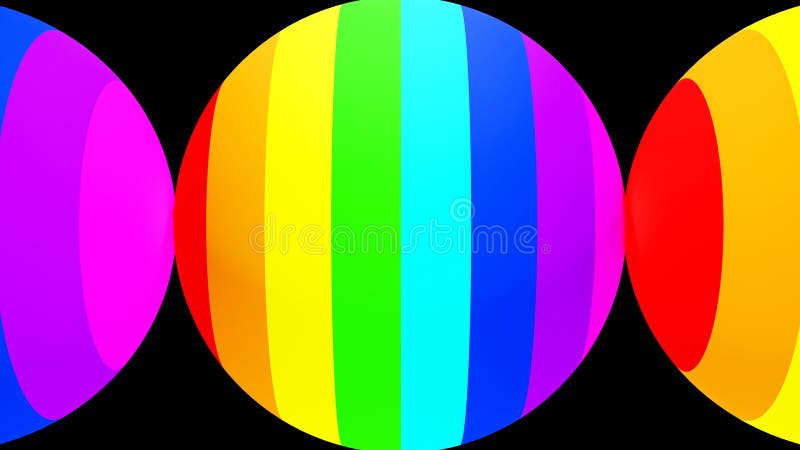 3D Rendering. Three Circles with Colored Lines with a Rainbow Pattern ...
